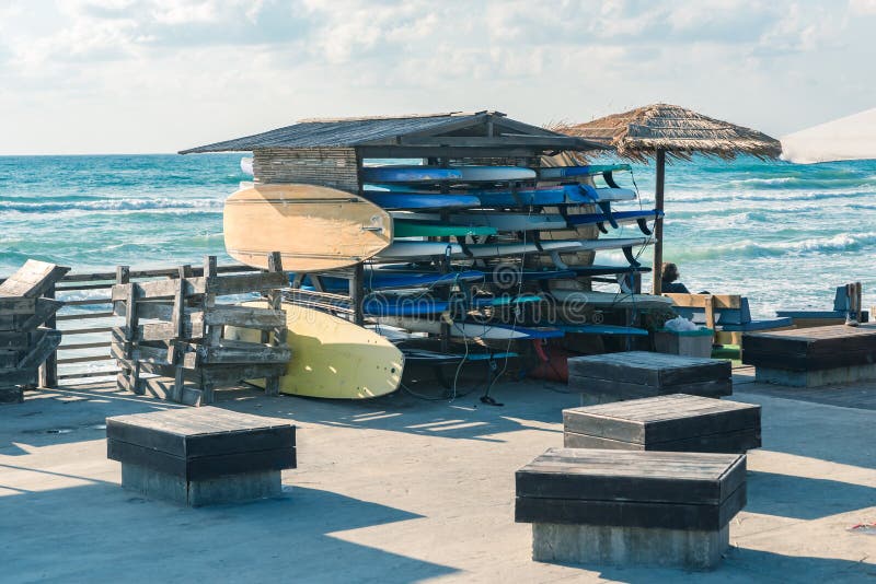 Surf Shack at the Beach in Haifa, Israel Editorial Stock Image - Image ...