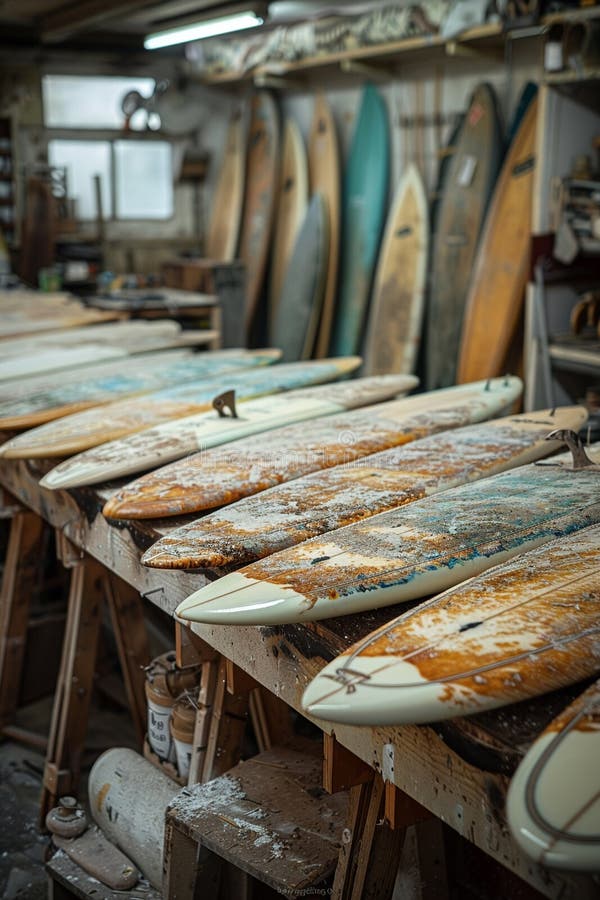 Surf shaping workshop stock image. Image of workshop - 312226533