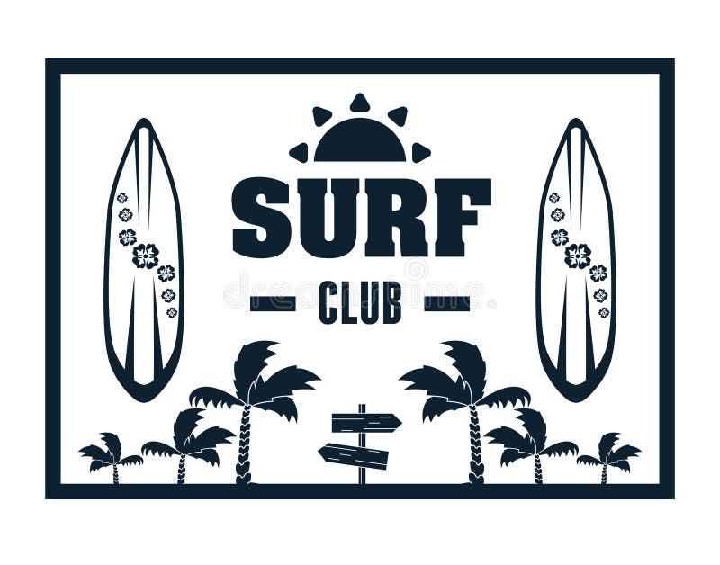 Surf sport square frame stock vector. Illustration of palms - 242200212
