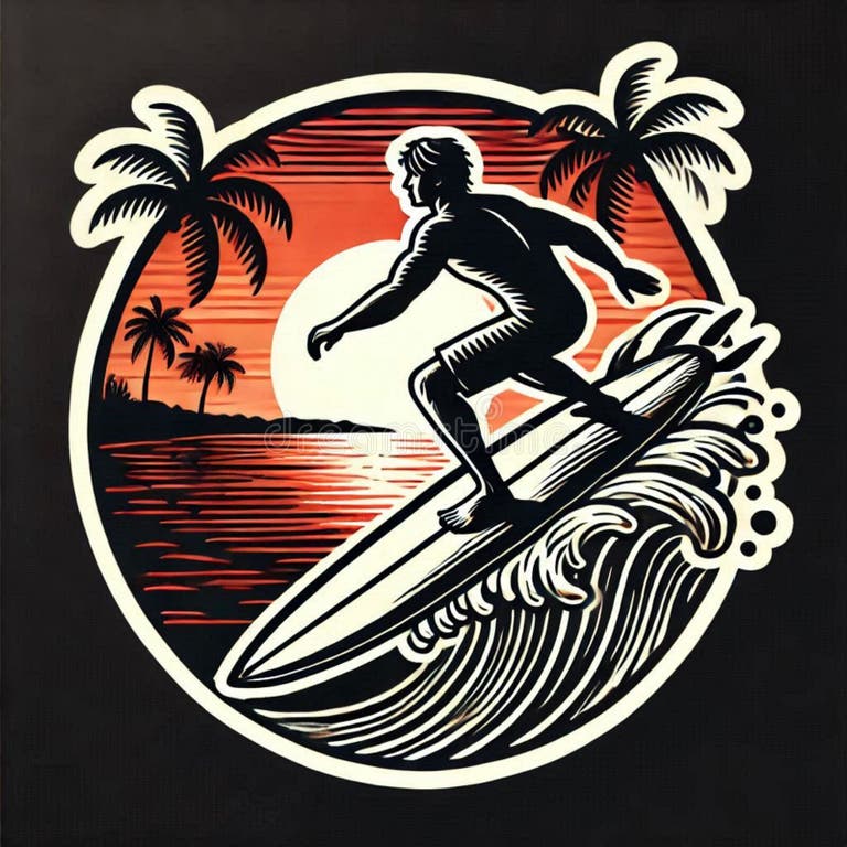 Surf sticker stock illustration. Illustration of california - 355606848