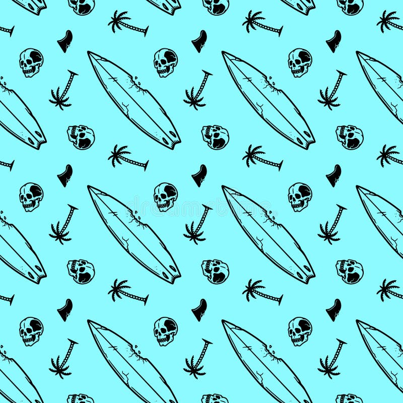 Surf Stuff Seamless Pattern Blue Stock Vector - Illustration of ...