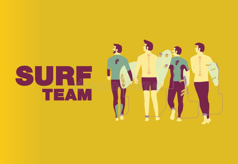 Surf Team Cover Design on Center. Stock Vector - Illustration of wave ...