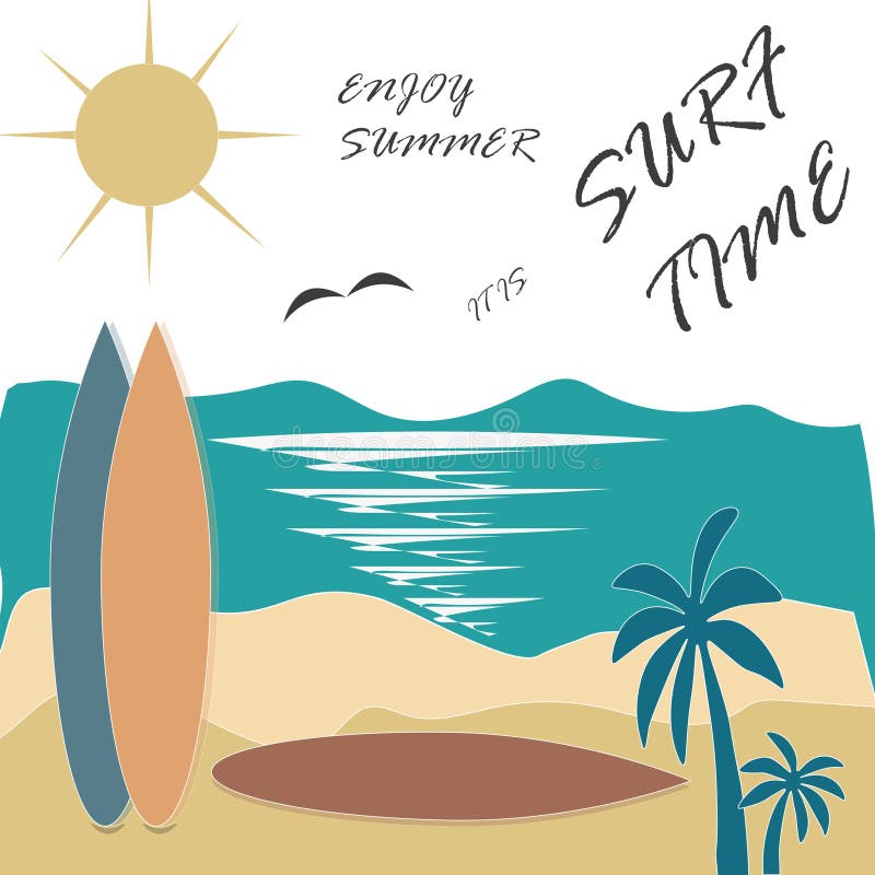 Surf time illustration stock illustration. Illustration of surfing ...