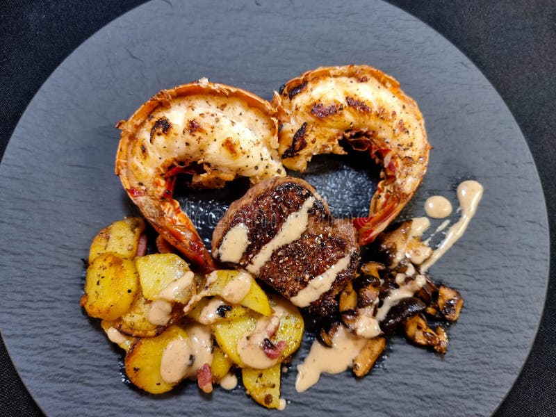 Surf and turf stock photo. Image of fillet, bread, gourmet - 308819370