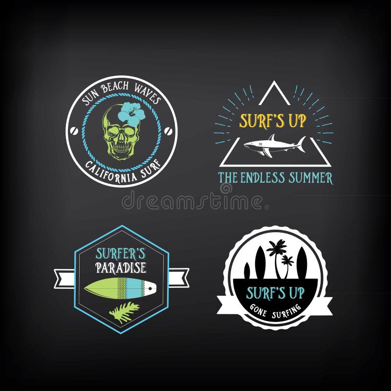 Surf Vintage Elements. Retro Logo Board. Vector with Graphic. Stock ...