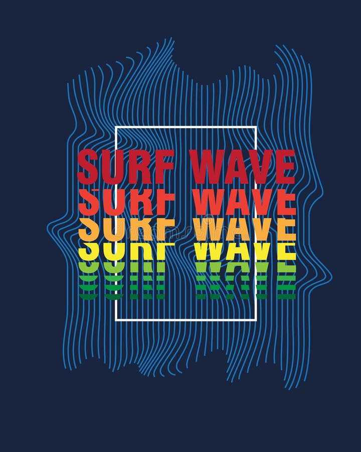 Surf Wave Colourful Typography T Shirt Design Stock Vector ...