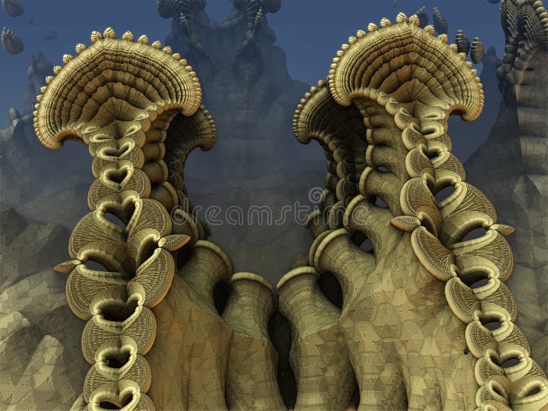 The Surface of an Alien Mushrooms Stock Illustration - Illustration of ...