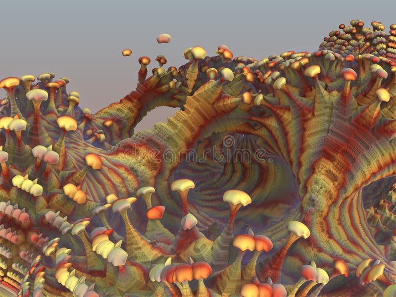 The Surface of an Alien Mushrooms Stock Illustration - Illustration of ...