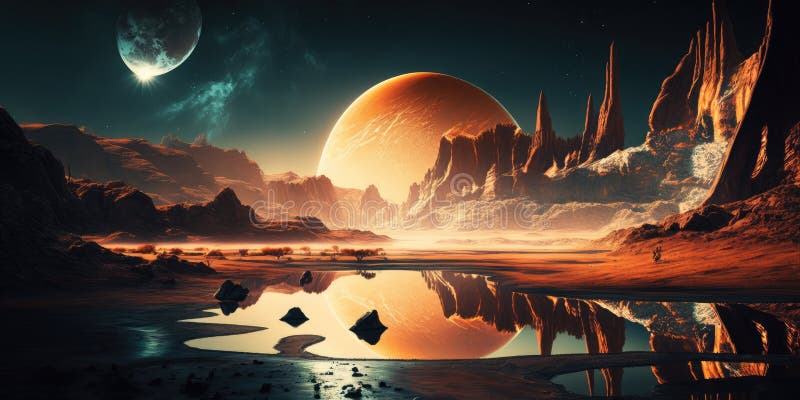 Surface of an Alien Planet stock illustration. Illustration of darkness ...