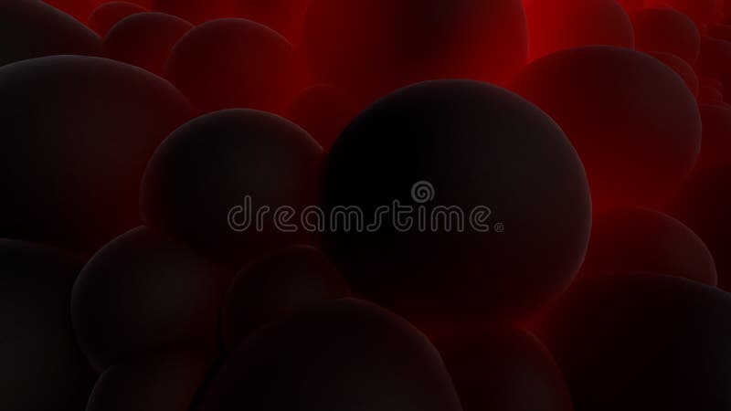 Abstract Background of Black Spheres Glowing Red Light 3d Illustration ...