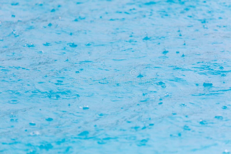 Surface of Blue Water in Heavy Rain. Stock Image - Image of ground ...