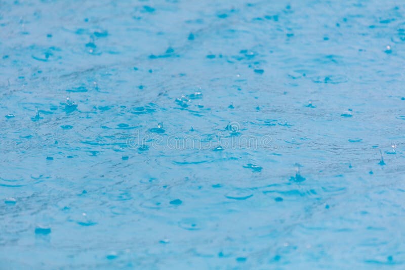 Surface of Blue Water in Heavy Rain. Stock Image - Image of season ...