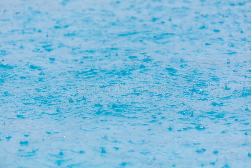 Surface of Blue Water in Heavy Rain. Stock Photo - Image of bright ...
