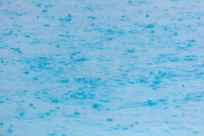 Surface of Blue Water in Heavy Rain. Stock Image - Image of rain, fresh ...