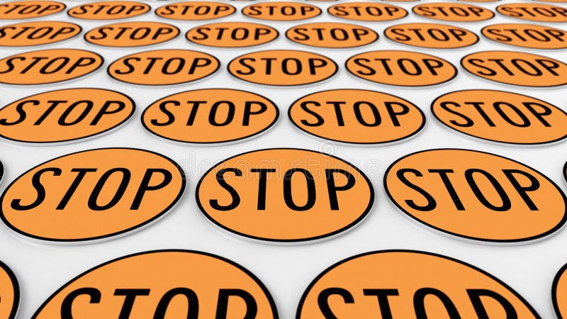 Surface of Circular Orange Stop Signs Stock Illustration - Illustration ...