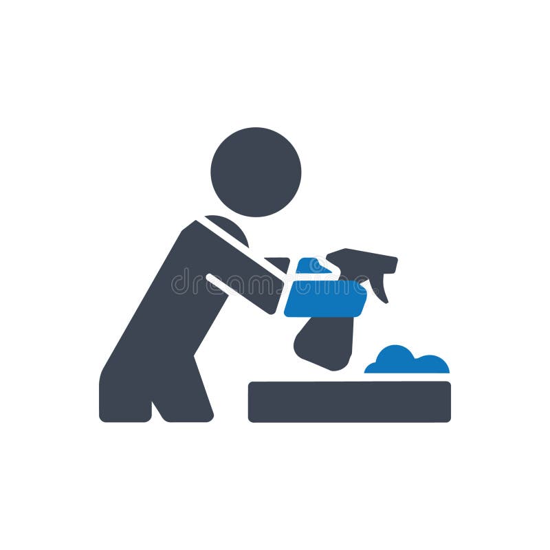 Cleaning Spray Working on Tiles Stock Illustration - Illustration of ...