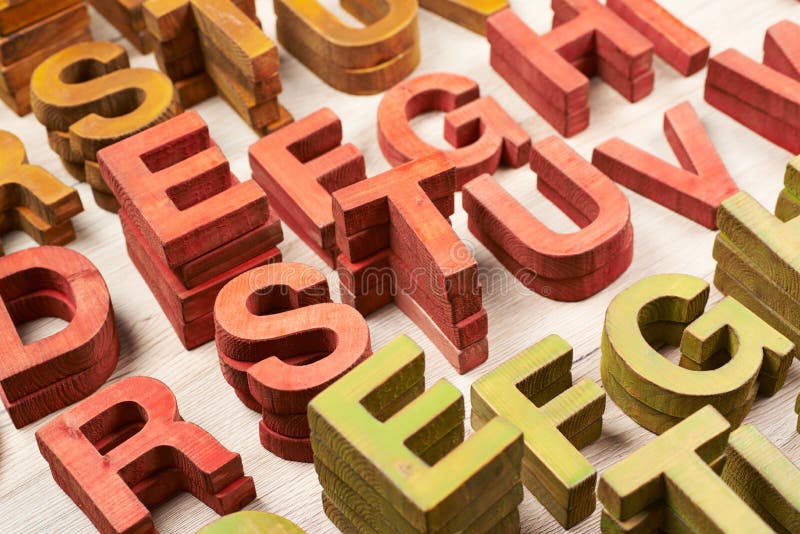 Surface Coated with Multiple Wooden Letters Stock Photo - Image of ...