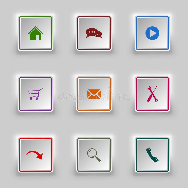 Surface Color Web Buttons Square Template Stock Vector - Illustration ...