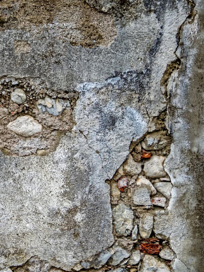 Old Decayed Stone Wall with Red Leaves Stock Photo - Image of leaves ...