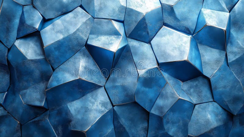 Textured Blue Geometric Surface Featuring Angular Shapes with Varying ...