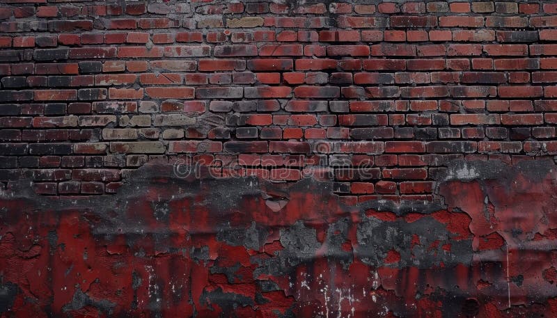 Weathered Red Brick Wall with Peeling Paint and Texture in an Urban ...