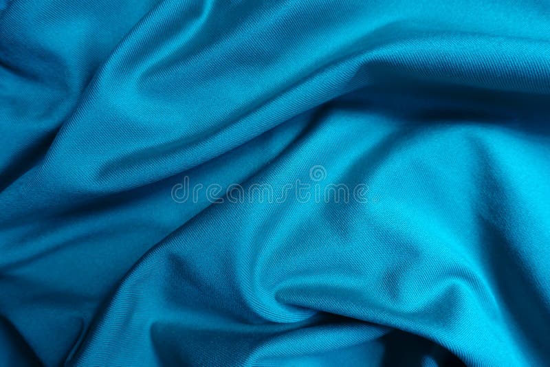 Surface of Draped Blue Polyester Fabric Stock Image - Image of crumpled ...