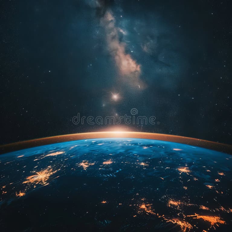 Surface of Earth Planet in Deep Space, View from Orbit Stock Photo ...