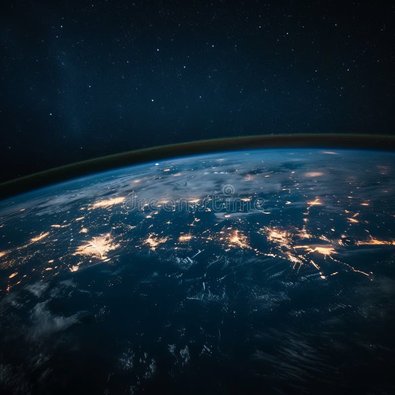 Surface of Earth Planet in Deep Space, View from Orbit Stock Image ...