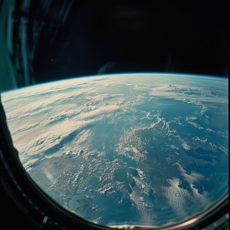 Surface of Earth Planet in Deep Space, View from the Porthole Stock ...