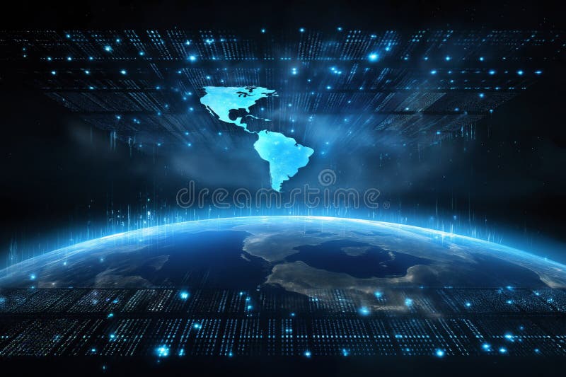 Surface of Earth Planet with Futuristic Computer Technology and Mega ...