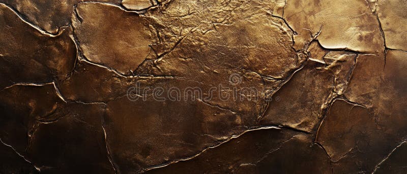 Surface Features a Rich Golden Hue with Prominent Cracks and Irregular ...