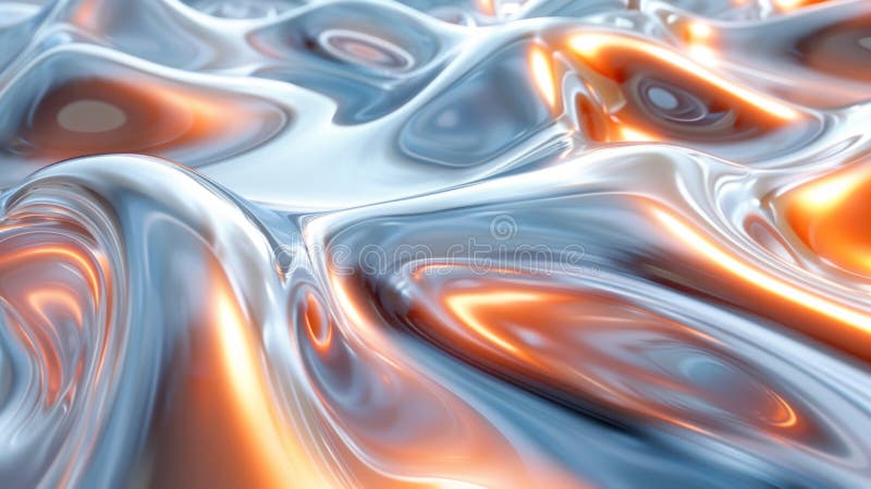 Shiny Fluid Metallic Waves Reflecting Light Abstract Chrome Design ...