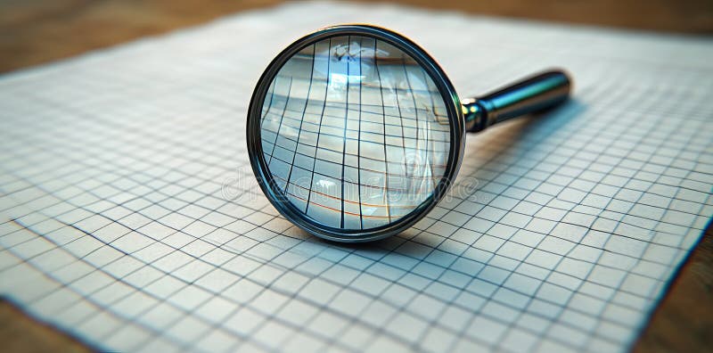 On a Surface Featuring Geometric Patterns, a Magnifying Glass Rests ...