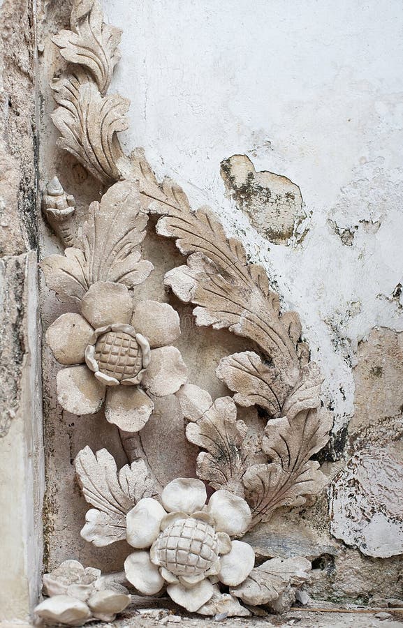 The Surface of the Flower Pattern Sculpture, Ancient Handmade Stock Photo - Image of admire ...