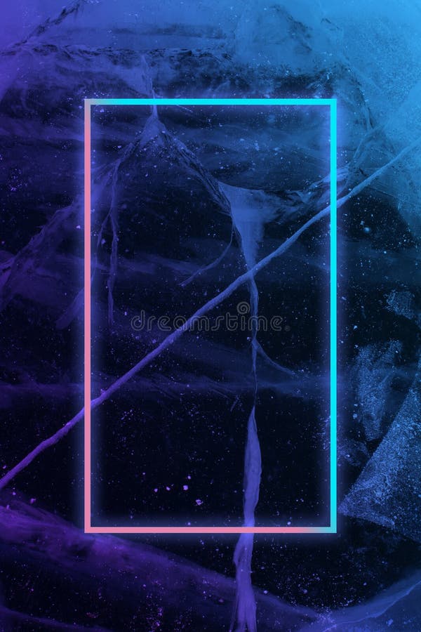 Surface of Frozen Lake, Texture of Ice in Blue and Pink Gradient Tones ...