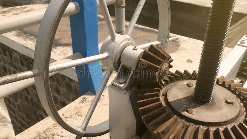 The Surface of a Gear Wheel in a Dam`s Water Discharge Regulator ...