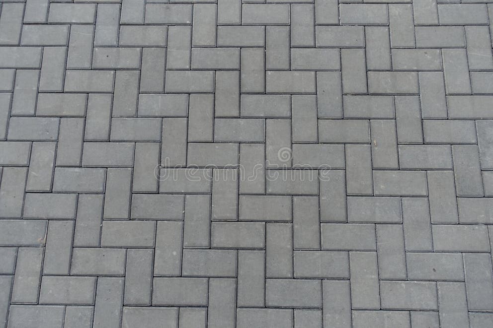 Surface of Grey Concrete Pavement with Herringbone Layout Stock Photo ...