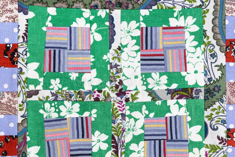 Surface of Handcrafted Patchwork Quilt Close-up Stock Image - Image of ...