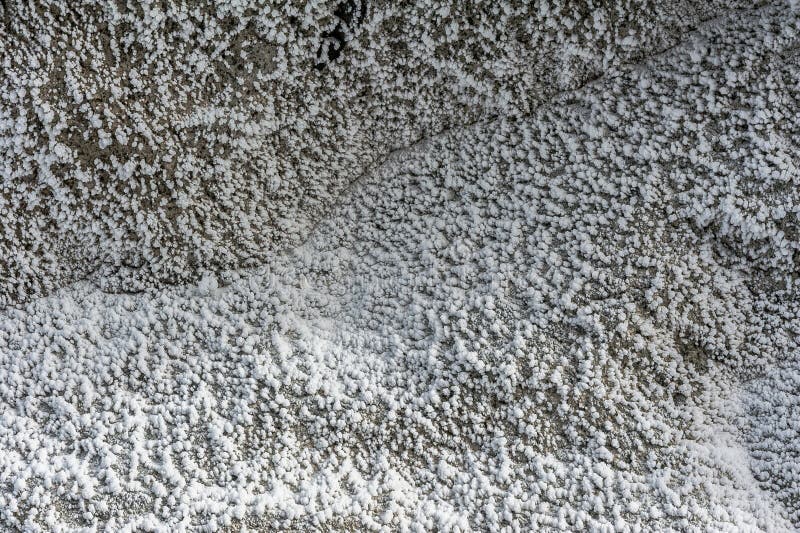 Surface Hoar Ice Crystals Formed on Rockface in Winter Stock Photo ...