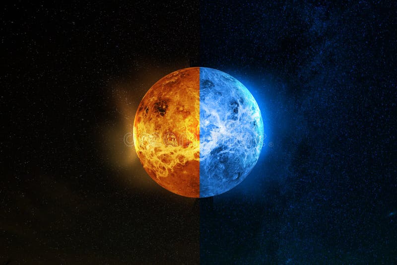 Surface of Hot and Cool Planet Joining Together Stock Illustration ...