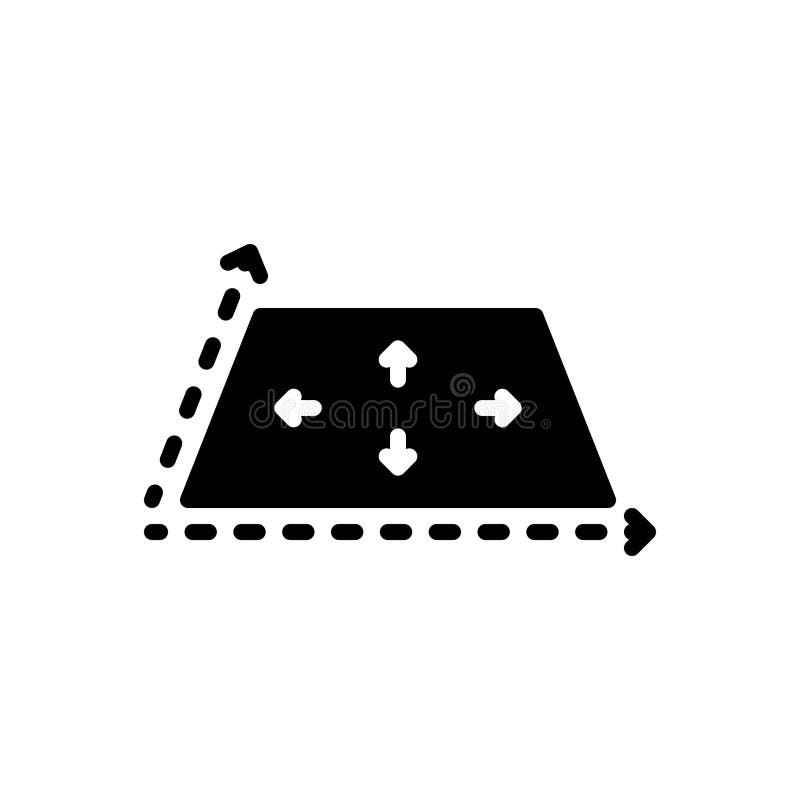 Black Solid Icon for Surface, Dimension and Width Stock Illustration ...