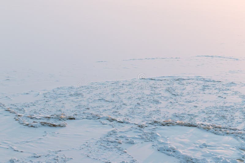 The Surface of the Lake Covered with Ice and Snow Stock Image - Image ...