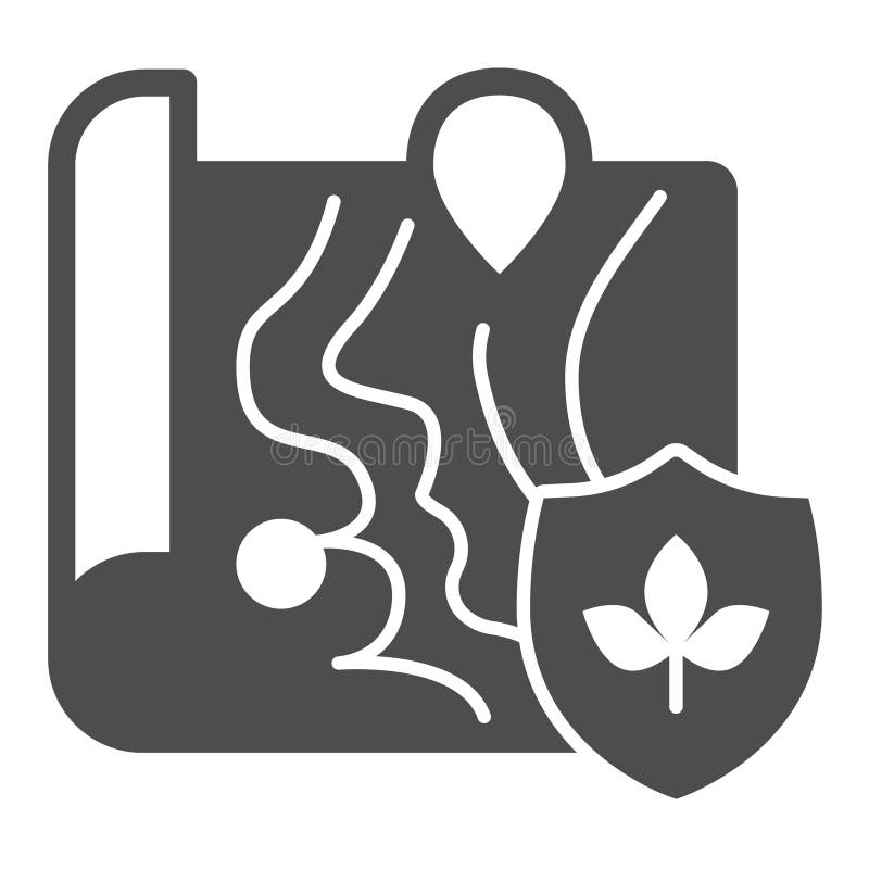 Surface Map with Location Pin, Ecology Emblem Solid Icon, Eco Tourism ...