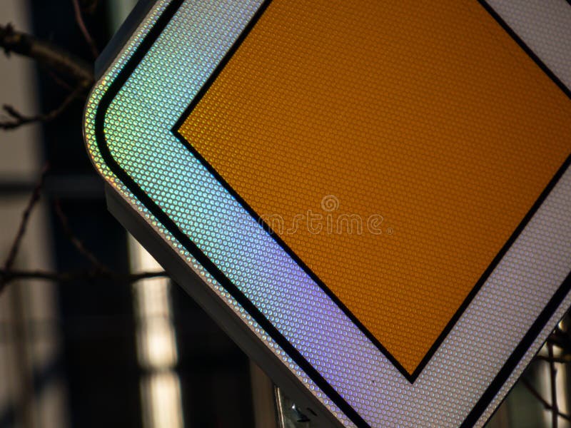 Surface of Metal Road Sign Rectangular White with Yellow Square Stock ...