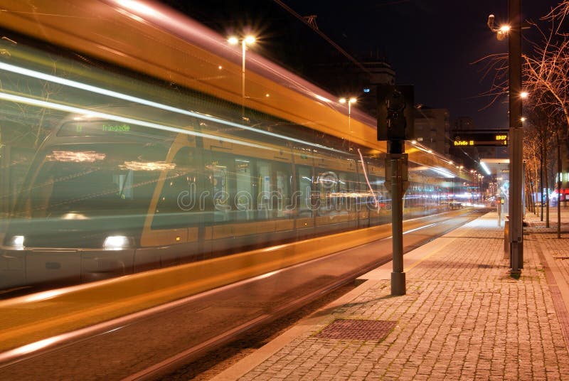 Surface Metro Speeding at Night Stock Image - Image of street, abstract ...