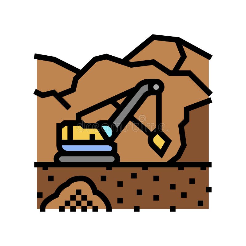 Surface Mining Color Icon Vector Illustration Stock Vector ...