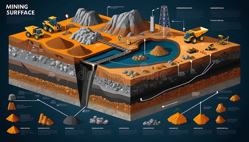 Surface Mining: an Isometric View Stock Illustration - Illustration of ...