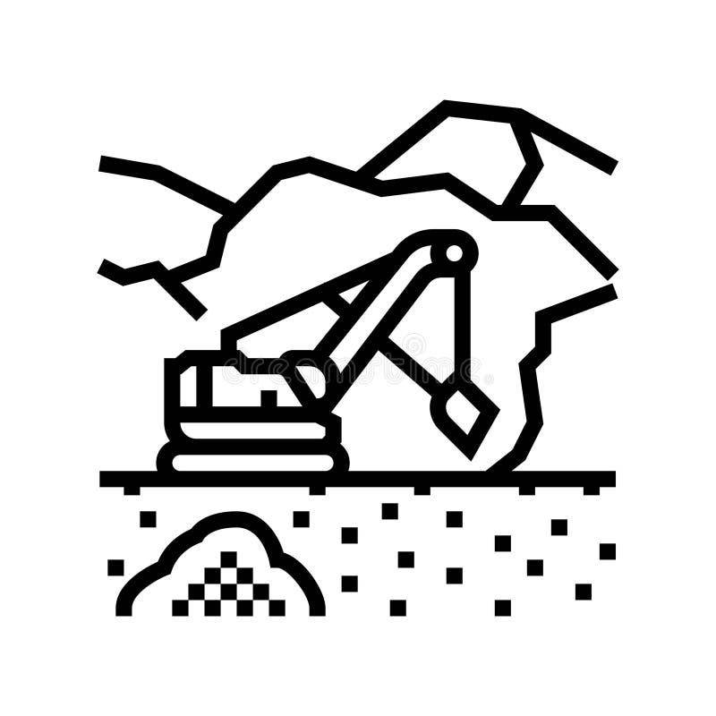 Surface Mining Line Icon Vector Illustration Stock Illustration ...