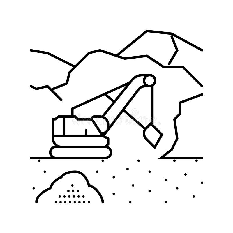 Surface Mining Line Icon Vector Illustration Stock Illustration ...