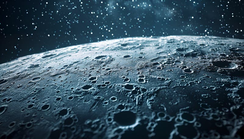 The Surface of the Moon with Craters in Outer Space. Moon with Stars Stock Image - Image of ...